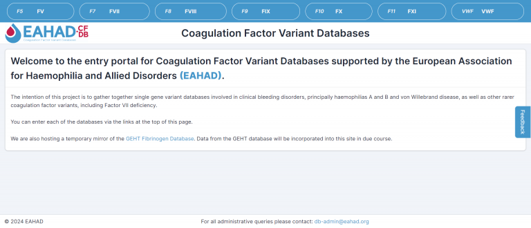 Launch of EAHAD Unified Coagulation Factor Variant Databases – EAHAD